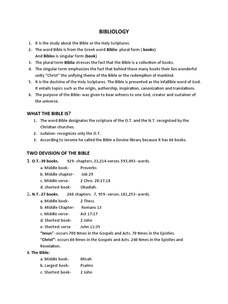 Bibliology: What The Bible Is? | PDF | Apocrypha | Bible