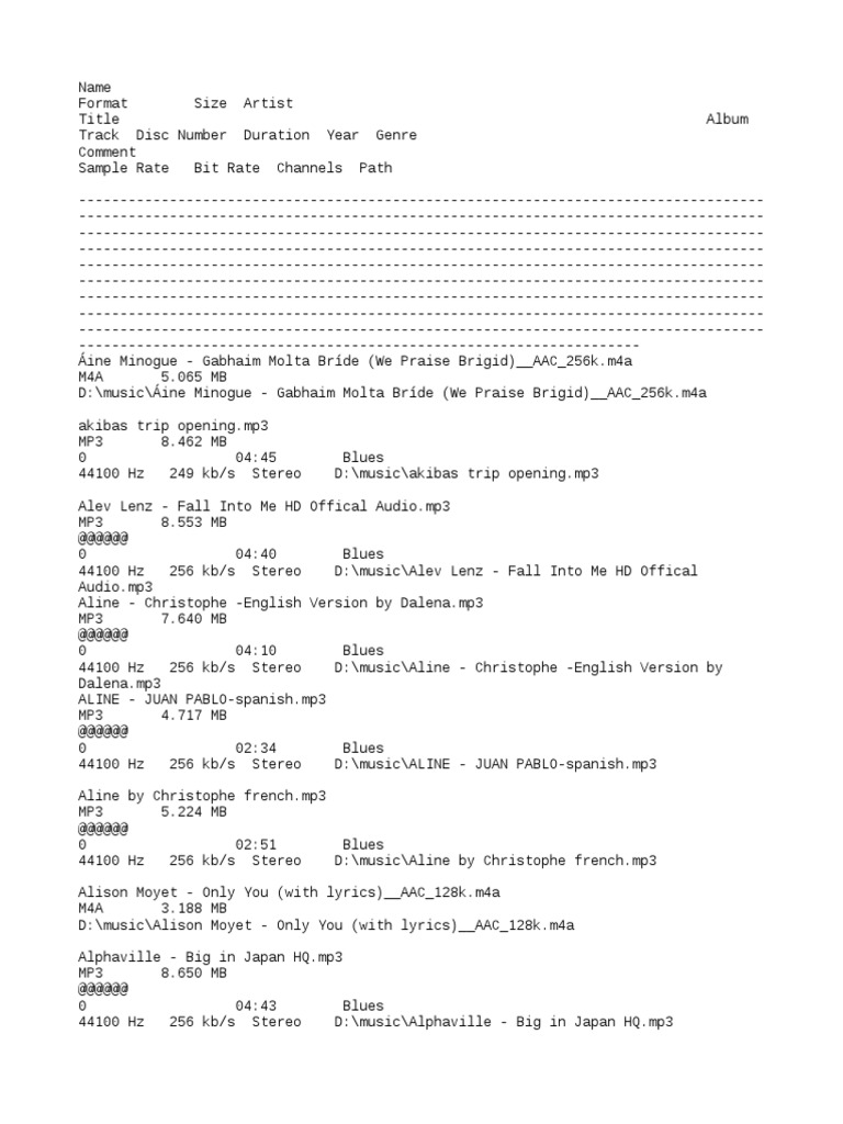 Music List | PDF | Entertainment (General)