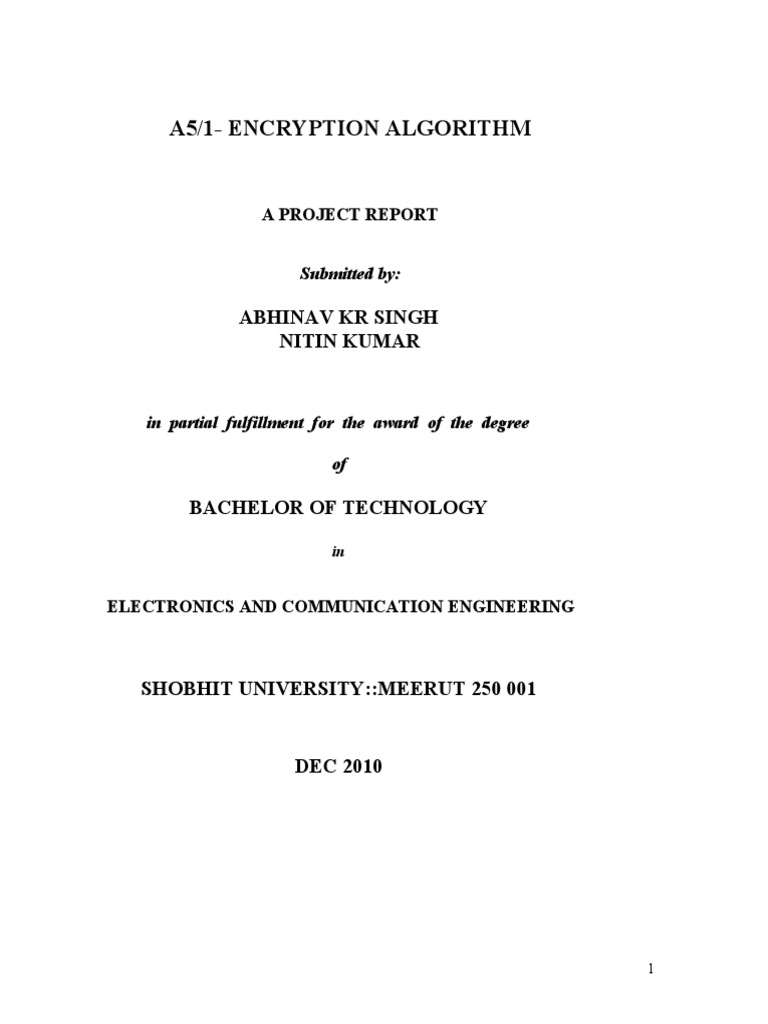 A51-Encryption Algorithm | PDF | Cryptography | Gsm