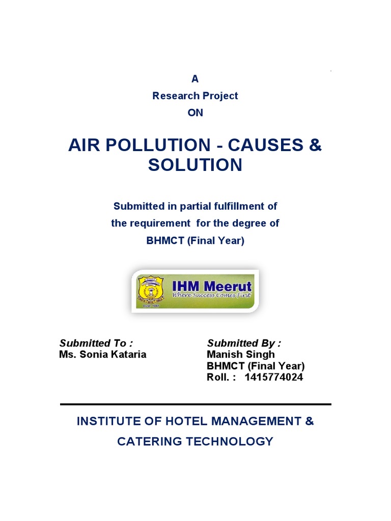 Air Pollution - Causes & Solution: A Research Project ON | PDF ...