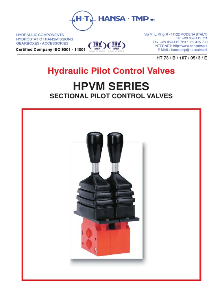 Hydraulic Pilot Control Valves | PDF | Transmission (Mechanics) | Valve