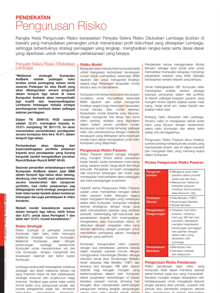 16 Pendekatan Pengurusan Risiko | PDF | Bisnis