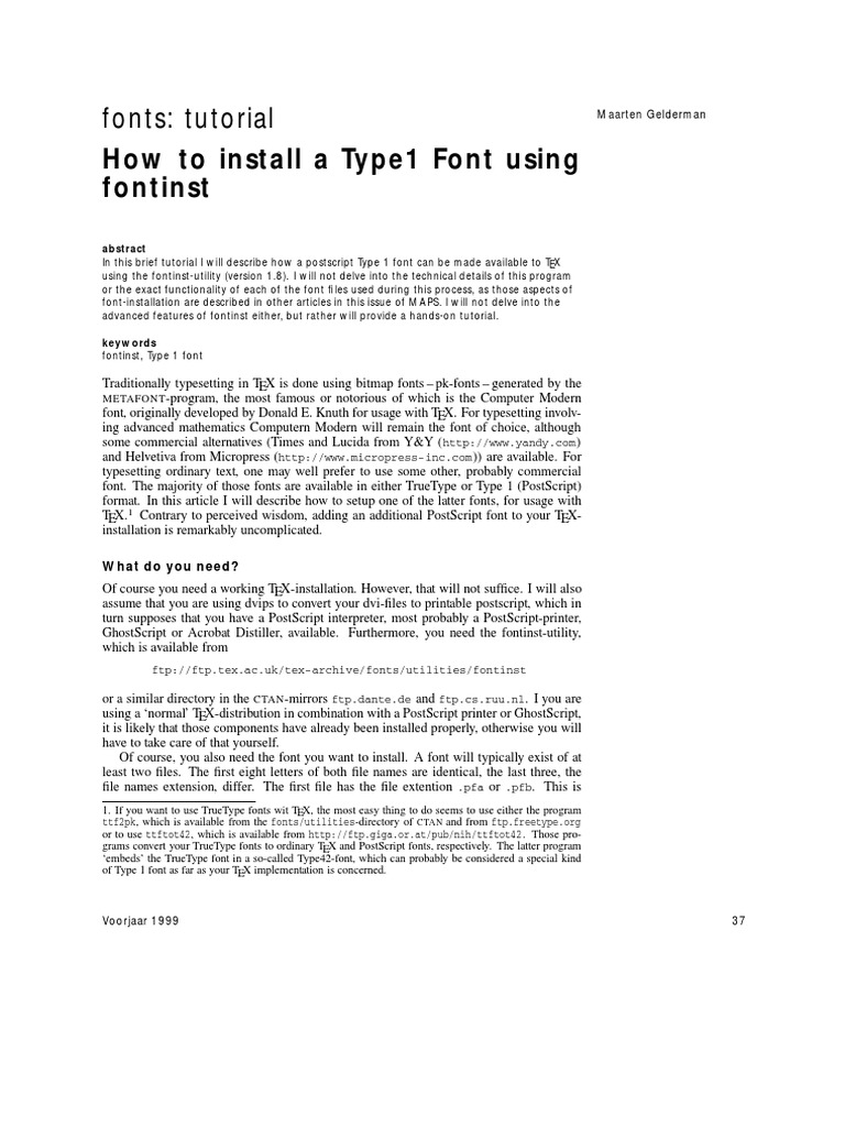 How To Install A Type1 Font Using Fontinst - 11 | PDF | Typefaces | Te X