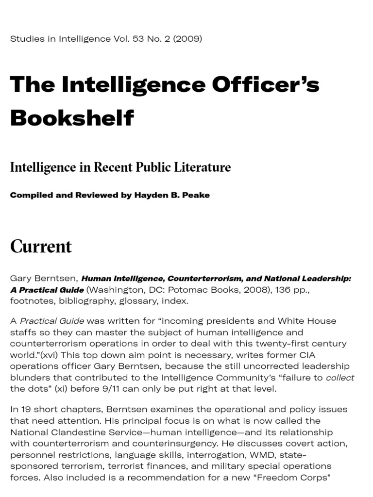 Intelligence Officers Bookshelf V53no2 | PDF | Counterintelligence ...