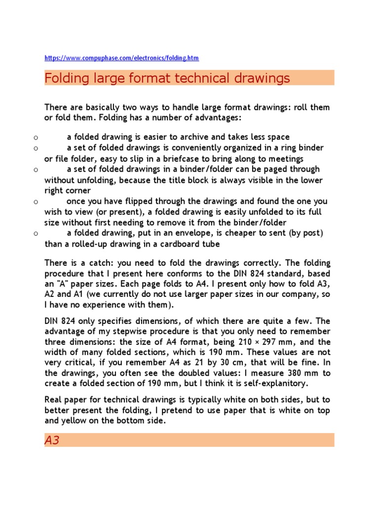 Folding Large Format Drawings Guide | PDF | Stationery