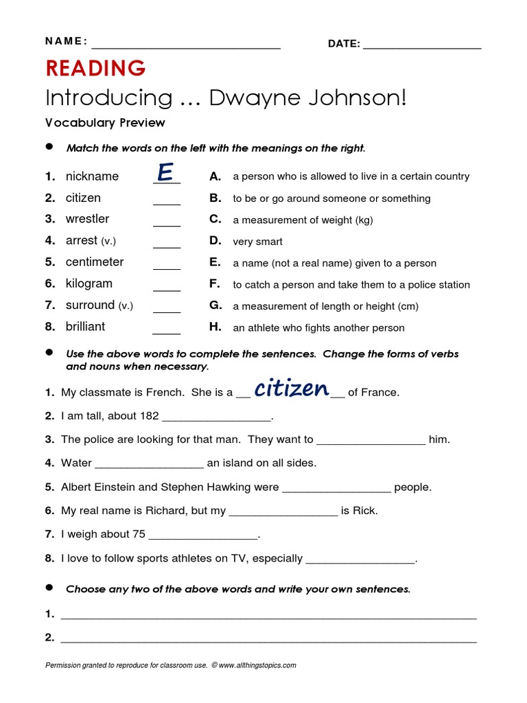 Dwayne Johnson - Reading | PDF | Linguistics