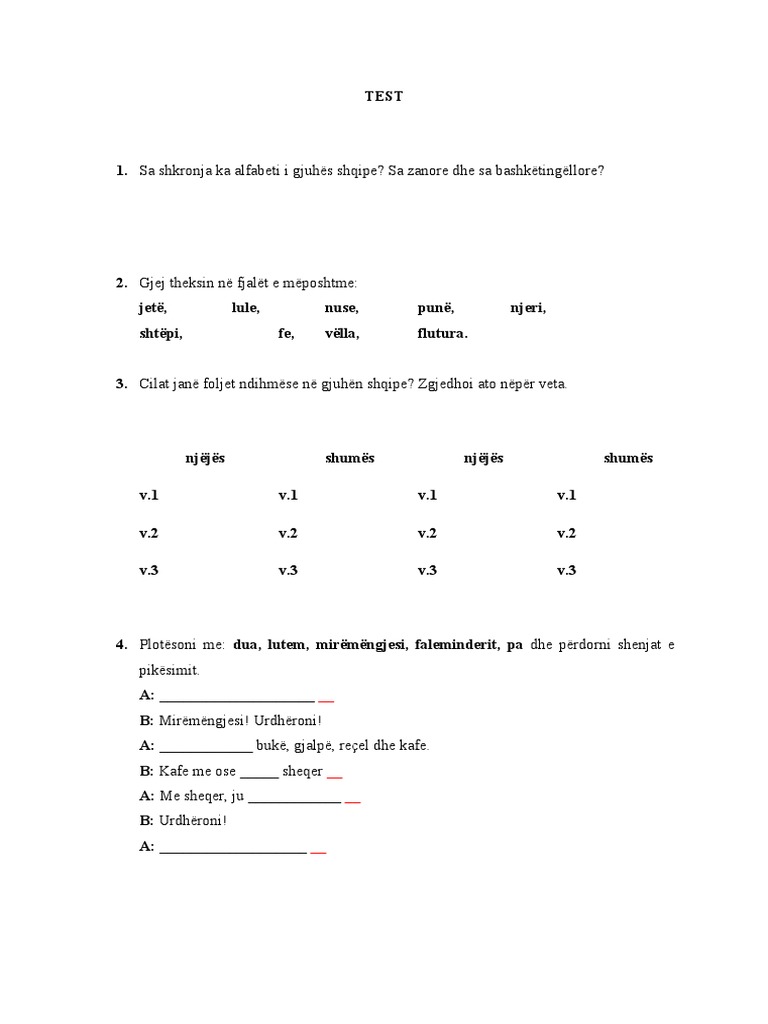 Test Gjuhe Shqipe Niveli Fillestar Pdf