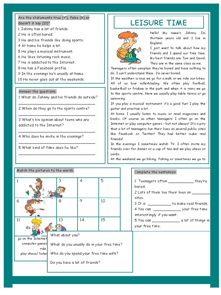 Leisure-Time Reading-Comprehension-Exercises | PDF | Entertainment ...