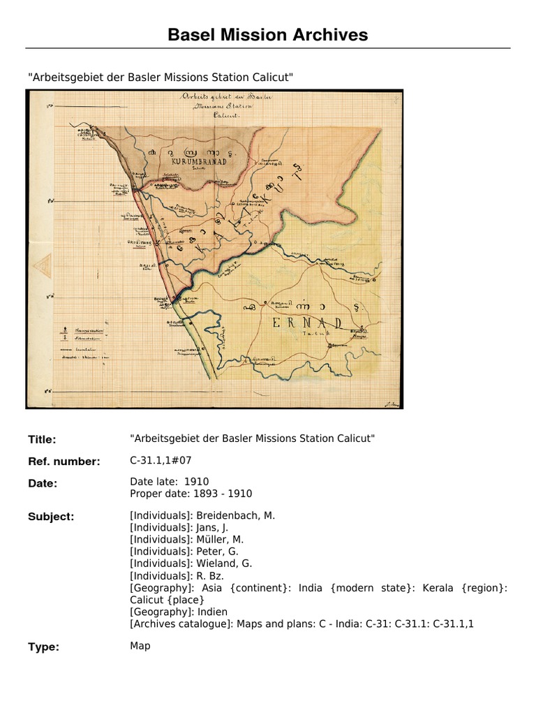 Basel Mission Archives: "Arbeitsgebiet Der Basler Missions Station ...
