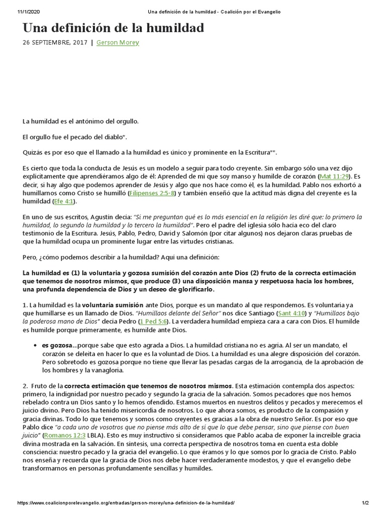 Una Definición de La Humildad - Coalición Por El Evangelio | PDF ...