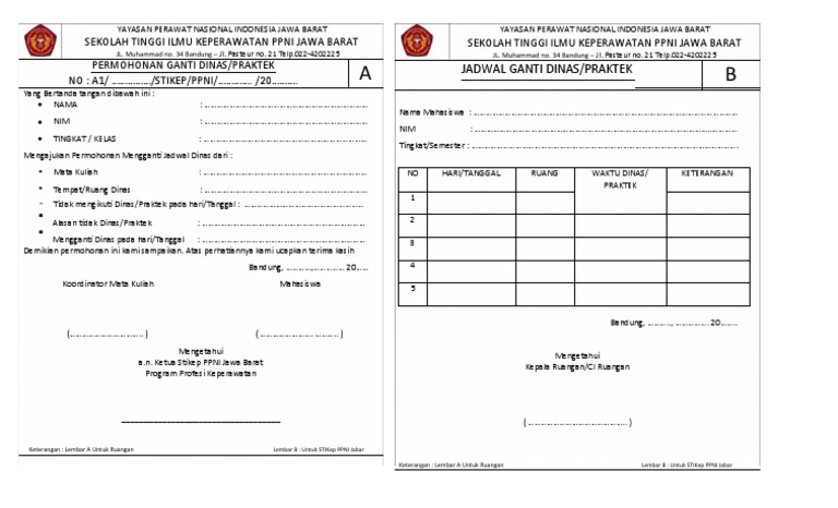 Form Pengajuan Jadwal Ganti Dinas Ners | PDF