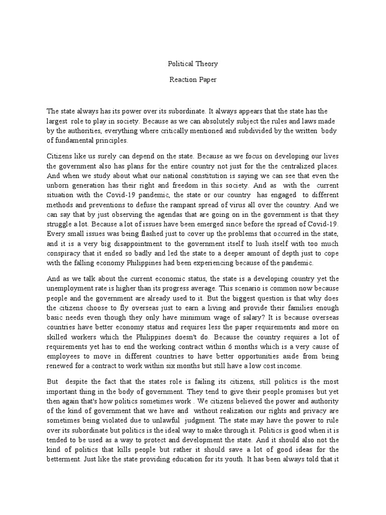 Political Theory (Reaction Paper) | Download Free PDF | Citizenship ...