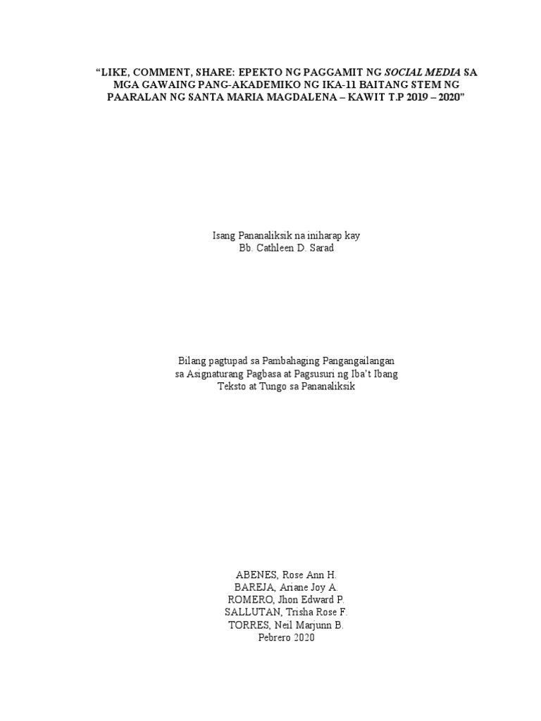 Pananaliksik Humss 1 - Group 5 | PDF