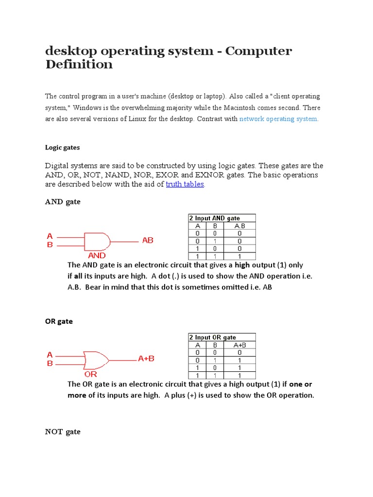 Desktop Operating System - Computer: AND Gate | PDF | Logic Gate ...