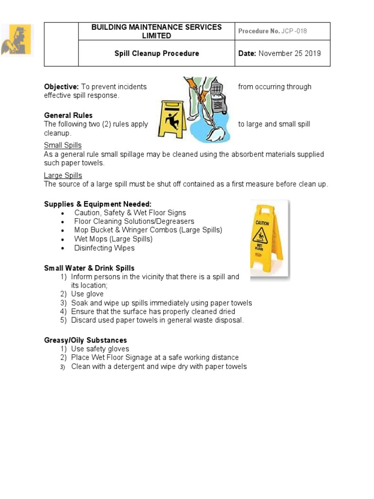 Spill Cleanup Procedures and Guidelines | PDF