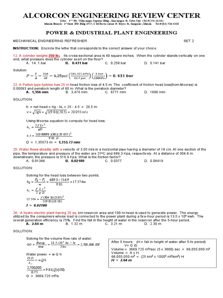 Alcorcon Engineering Review Center: Power & Industrial Plant ...