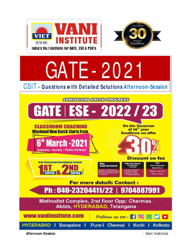CSIT GATE 2021 Afternoon-Session | PDF | Cpu Cache | Transmission ...