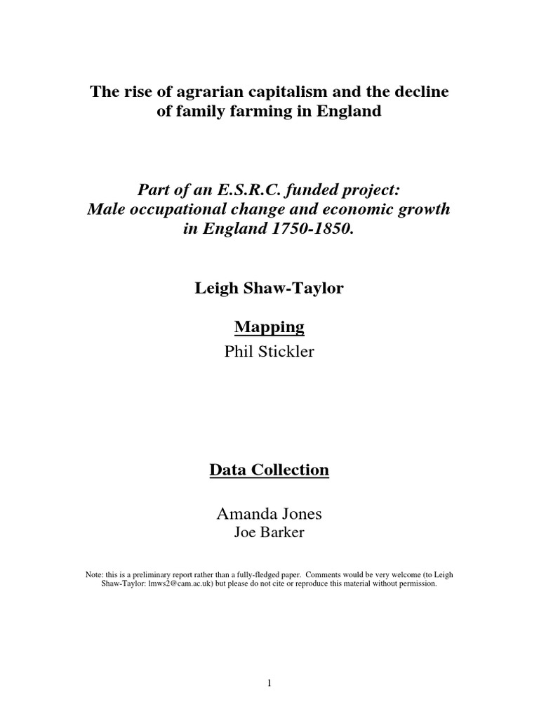 Agrarian Capitalism in England's History | PDF | Leasehold Estate ...
