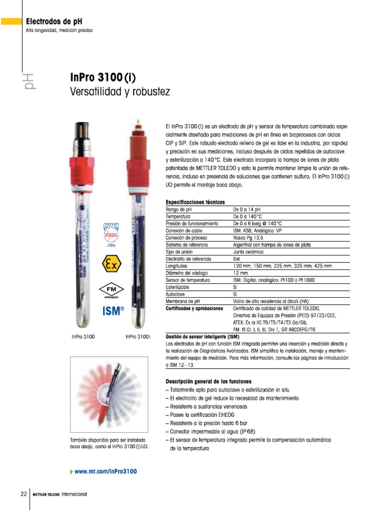 SENSOR DE PH INPRO3100i | PDF