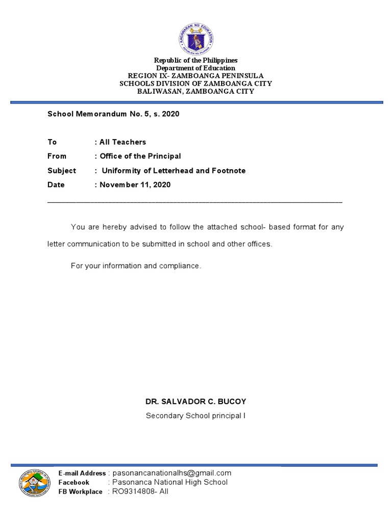 School Memo Format | PDF