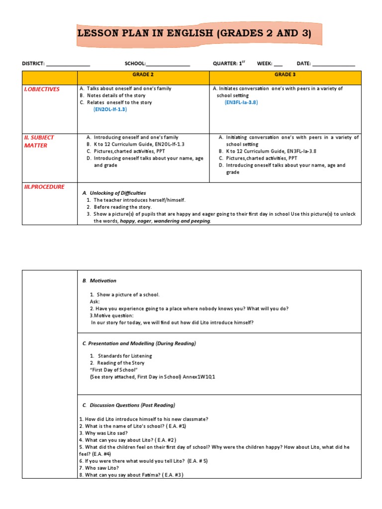 Sample LP Using Four-Pronged Approach | PDF | Education Theory | Curriculum