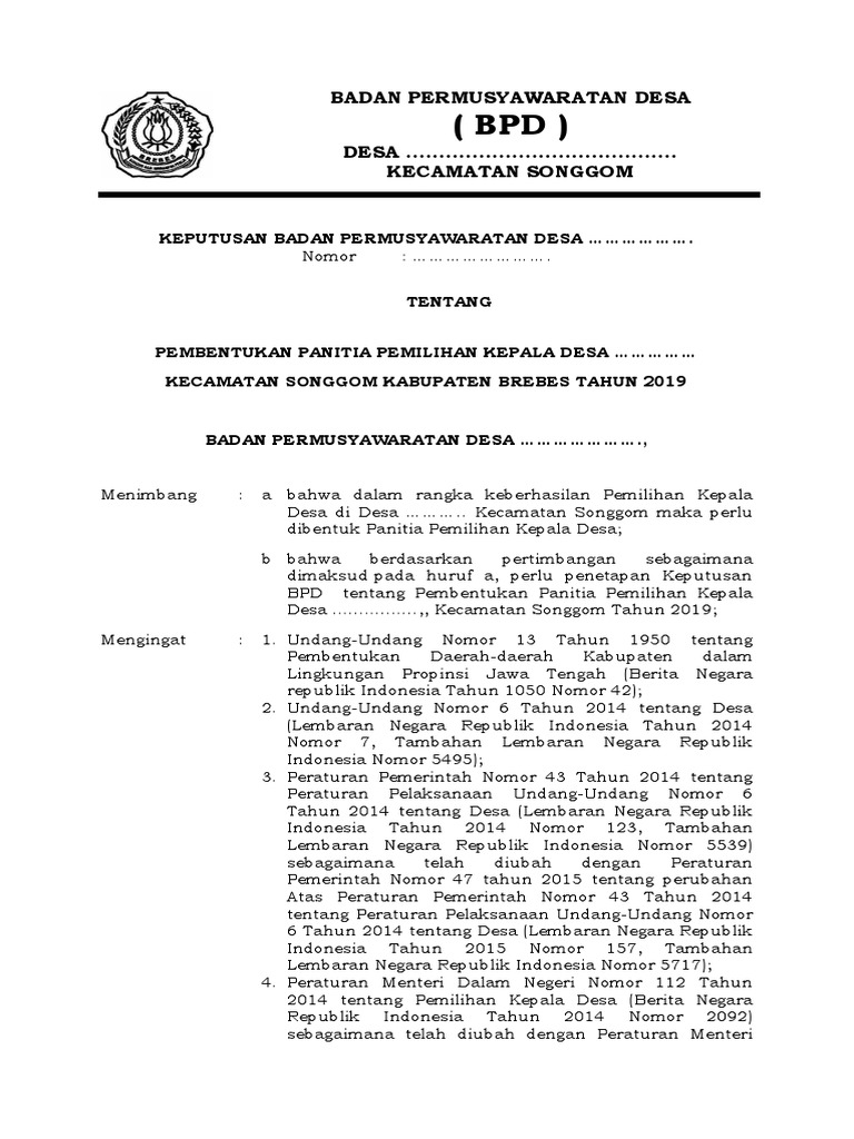 SK BPD Pembentukan Panitia Pilkades | PDF