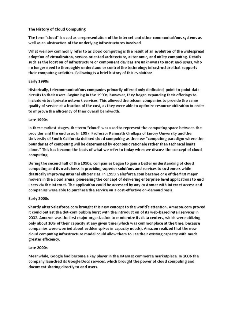 The History of Cloud Computing | PDF | Cloud Computing | Internet