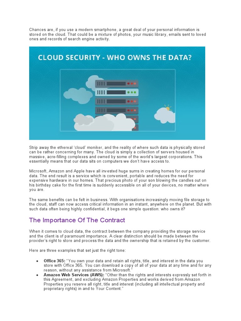 The Importance of The Contract: Office 365: "You Own Your Data and ...
