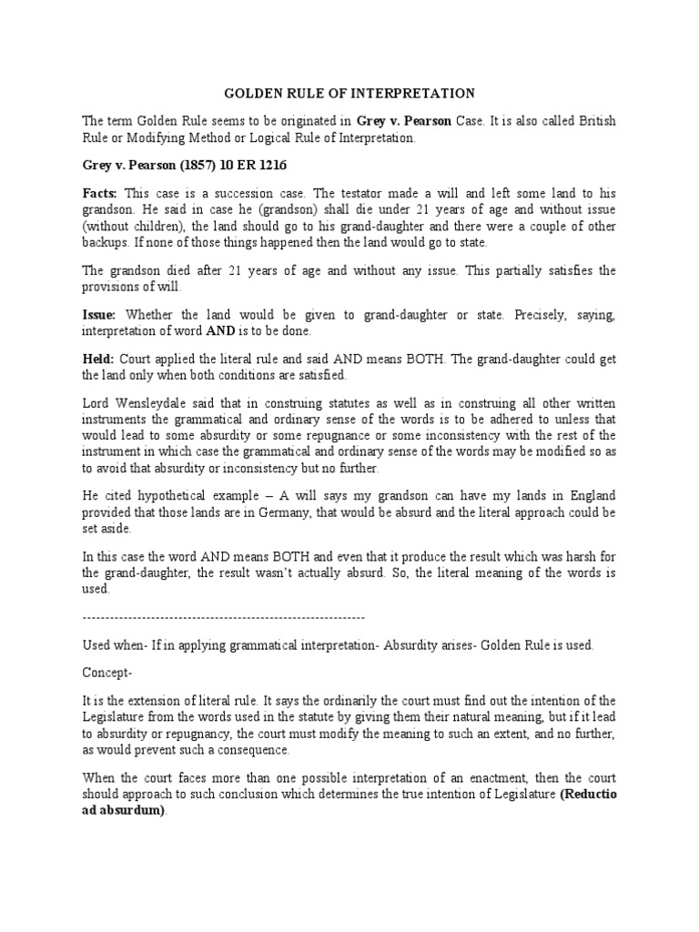 Golden Rule C | PDF | Plain Meaning Rule | Legal Documents