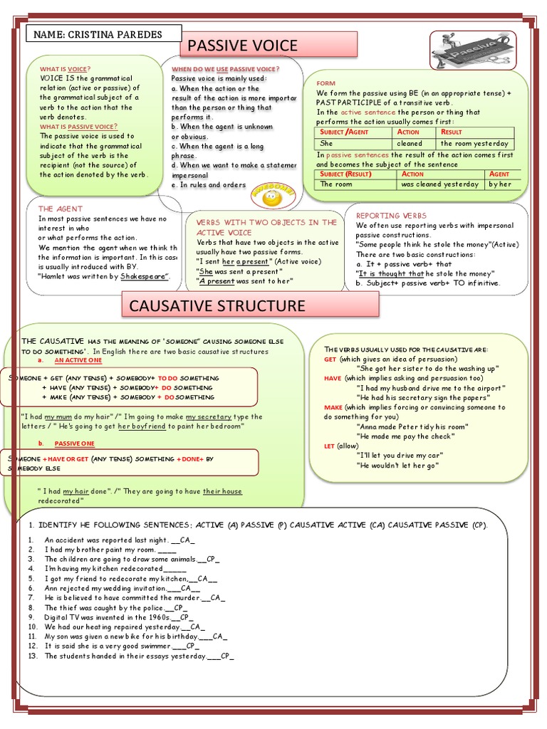 GRAMMAR 1 UNIT 6 Passive-Voice-And-Causative-Structure | PDF | Verb | Subject (Grammar)