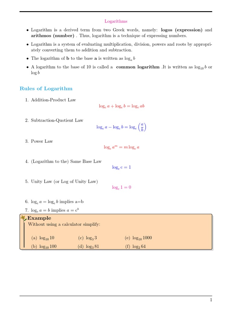 Rules of Logarithm: B Bor | PDF | Special Functions | Logarithm