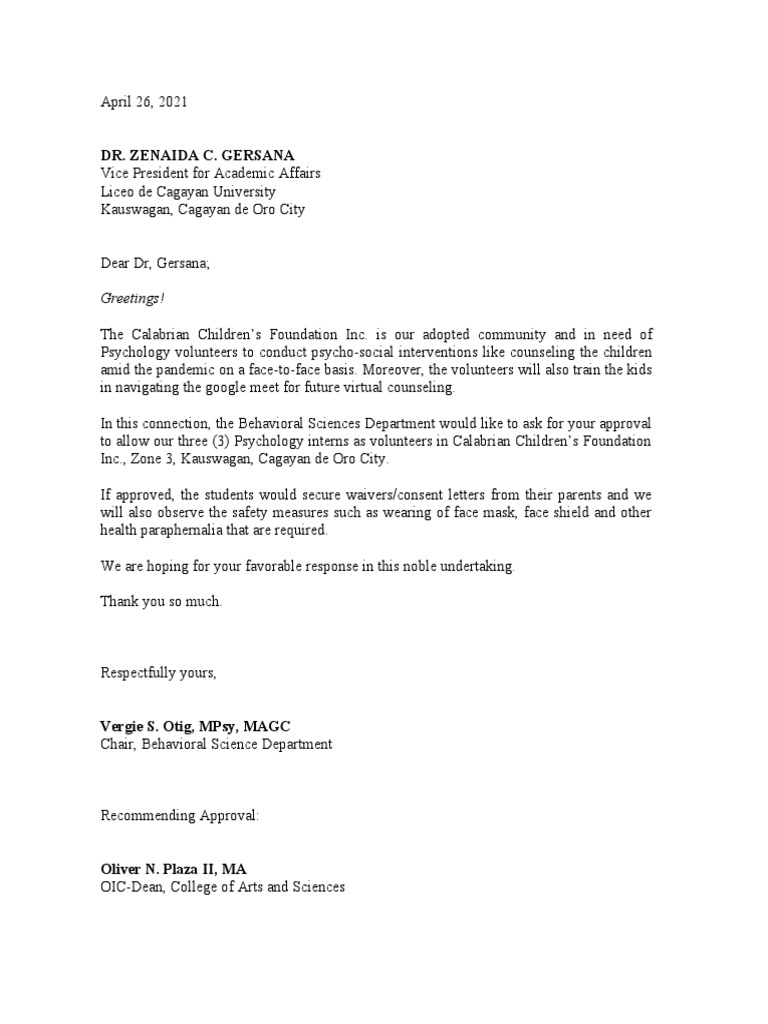 Letter To Vpaa Revised and Corrected | PDF