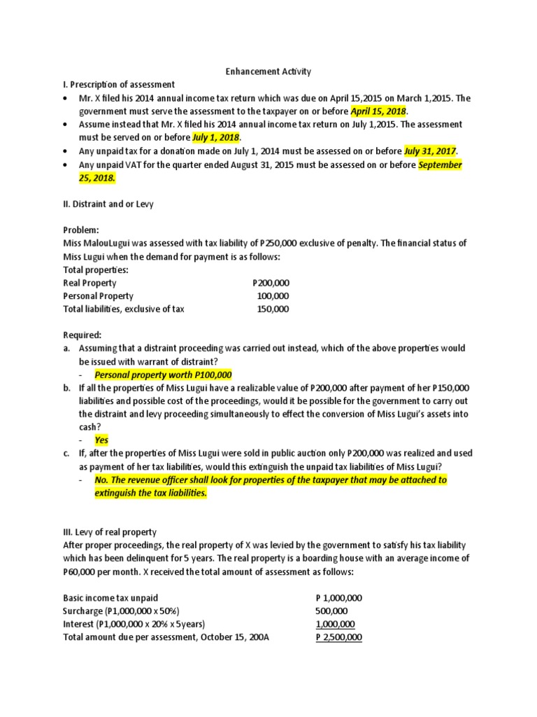 Remedies Enhancement Activity | PDF | Tax Return (United States) | Taxpayer