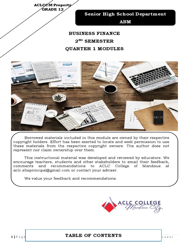 Business Finance Module For Answer | PDF | Debits And Credits ...