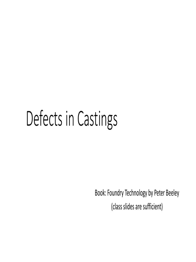 Defects in Castings: Book: Foundry Technology by Peter Beeley (Class ...