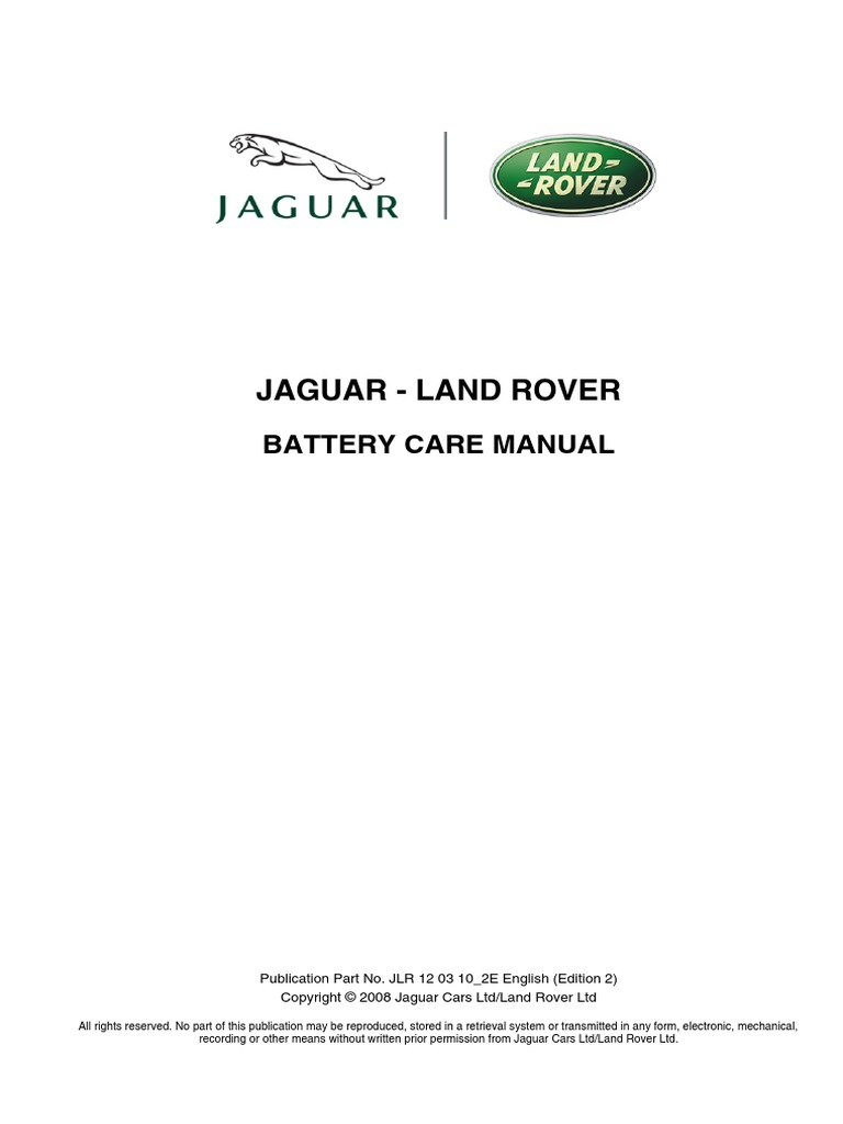 JLR Battery Care Manual v2 | PDF | Battery Charger | Rechargeable Battery