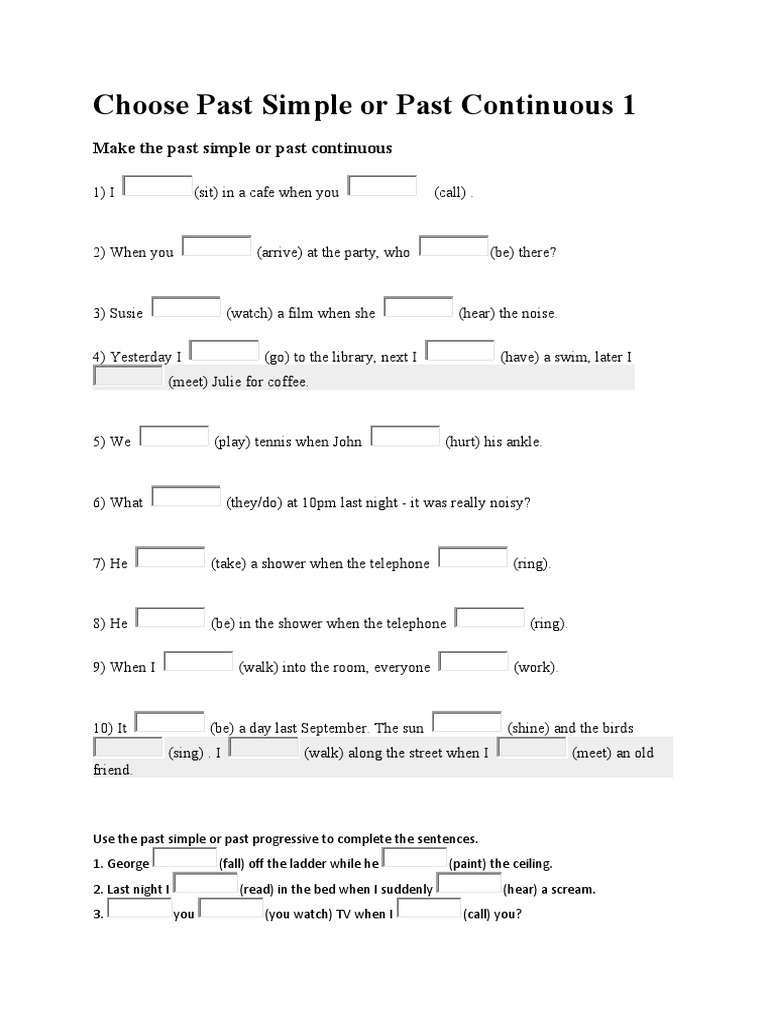 Exercitii Past Simple Si Past Simple Continuous | PDF