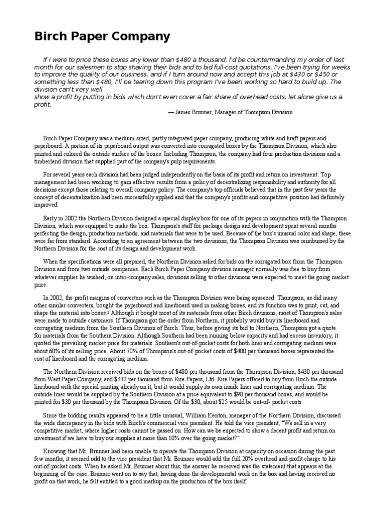 Birch Paper Co - Case | PDF | Paperboard | Paper