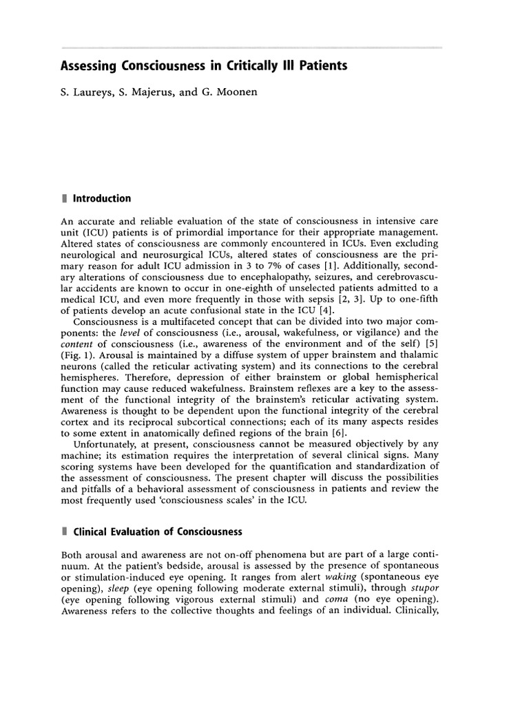 Assessing Consciousness in Critically III Patients | PDF | Coma | Memory
