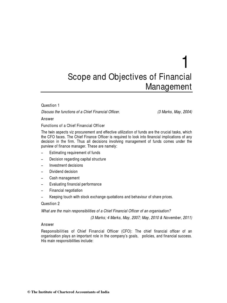 Scope and Objectives of Financial Management | PDF | Chief Financial ...