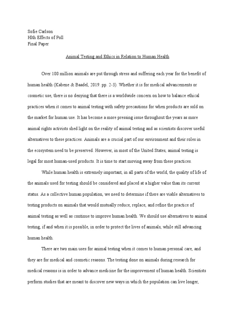 Final Research Paper - Sofie | PDF | Animal Testing | Cosmetics