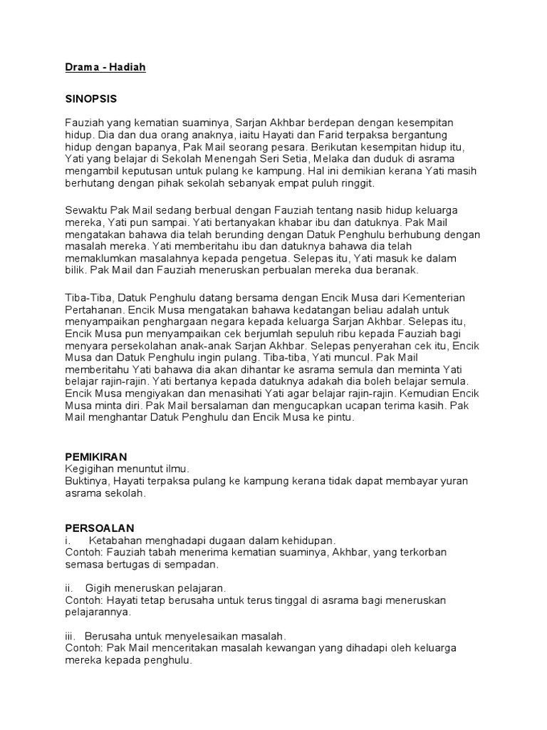 Nota Drama Hadiah f1 | PDF