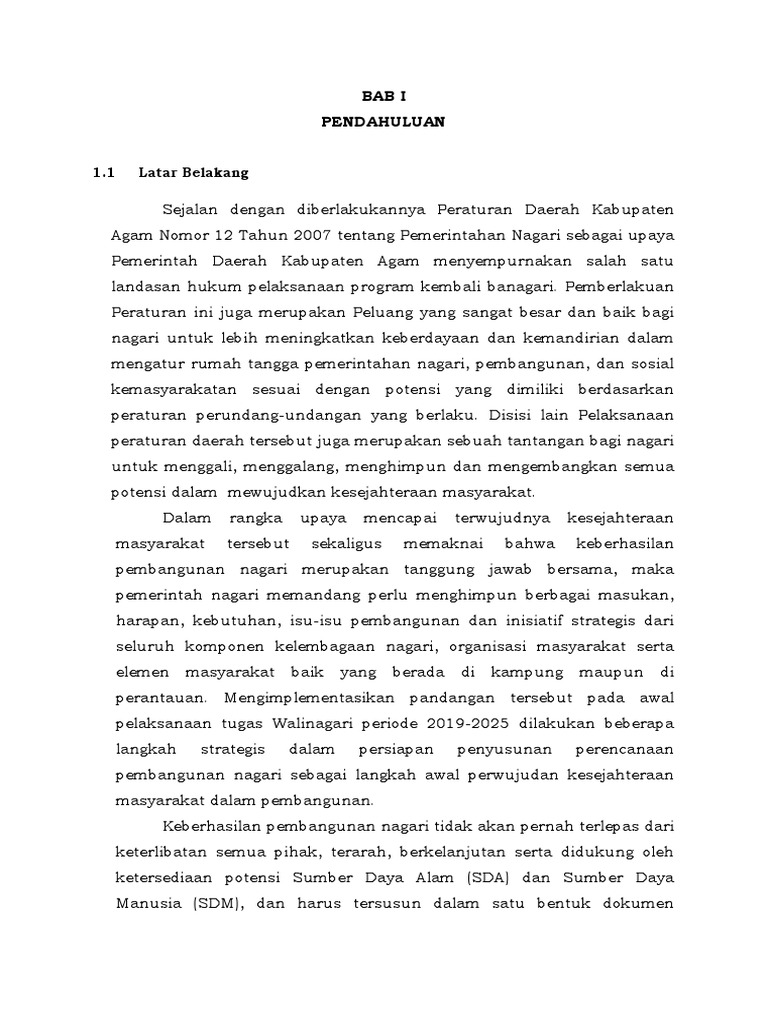 Profil Nagari Versi RPJM | PDF