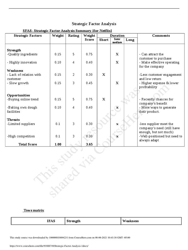 Strategic Factor Analysis 1 | PDF | Netflix | Innovation