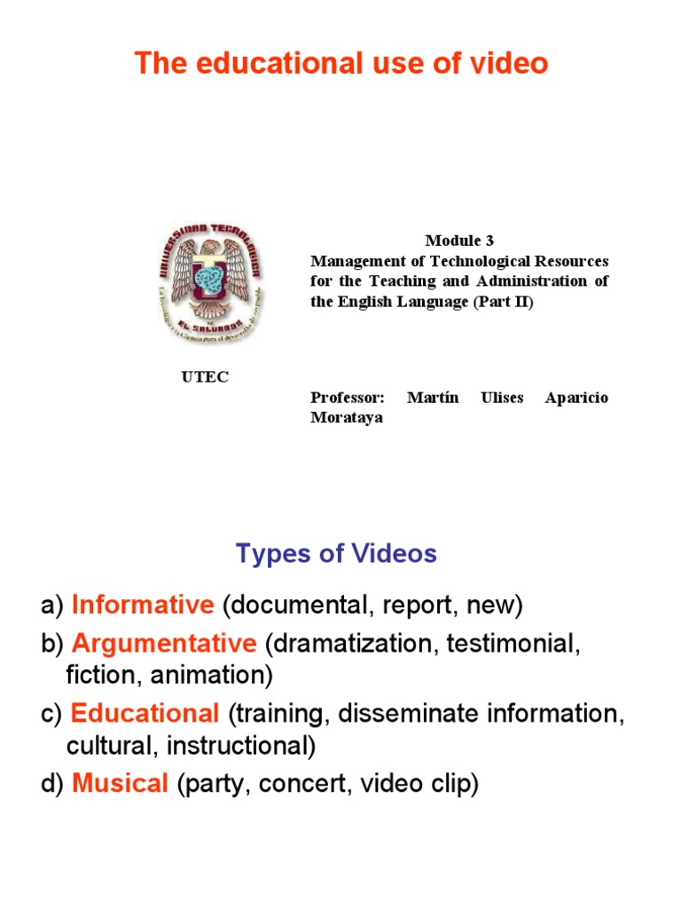 Didactic Use of The Video | PDF | Video | Science