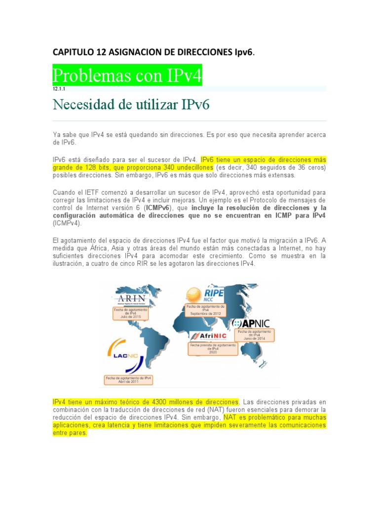 Capitulo 12 Ccna Asignacion de Direcciones Ipv6 | PDF | Yo Pv6 | Enrutador (Computación)