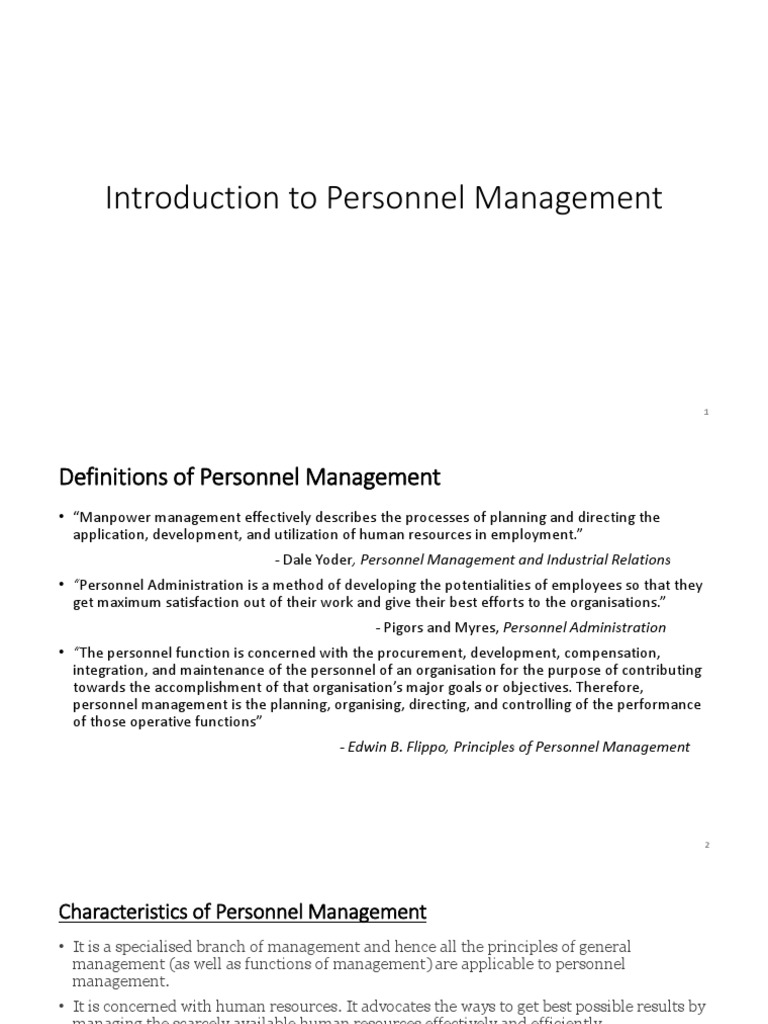 Introduction To Personnel Management | PDF | Employment | Human ...
