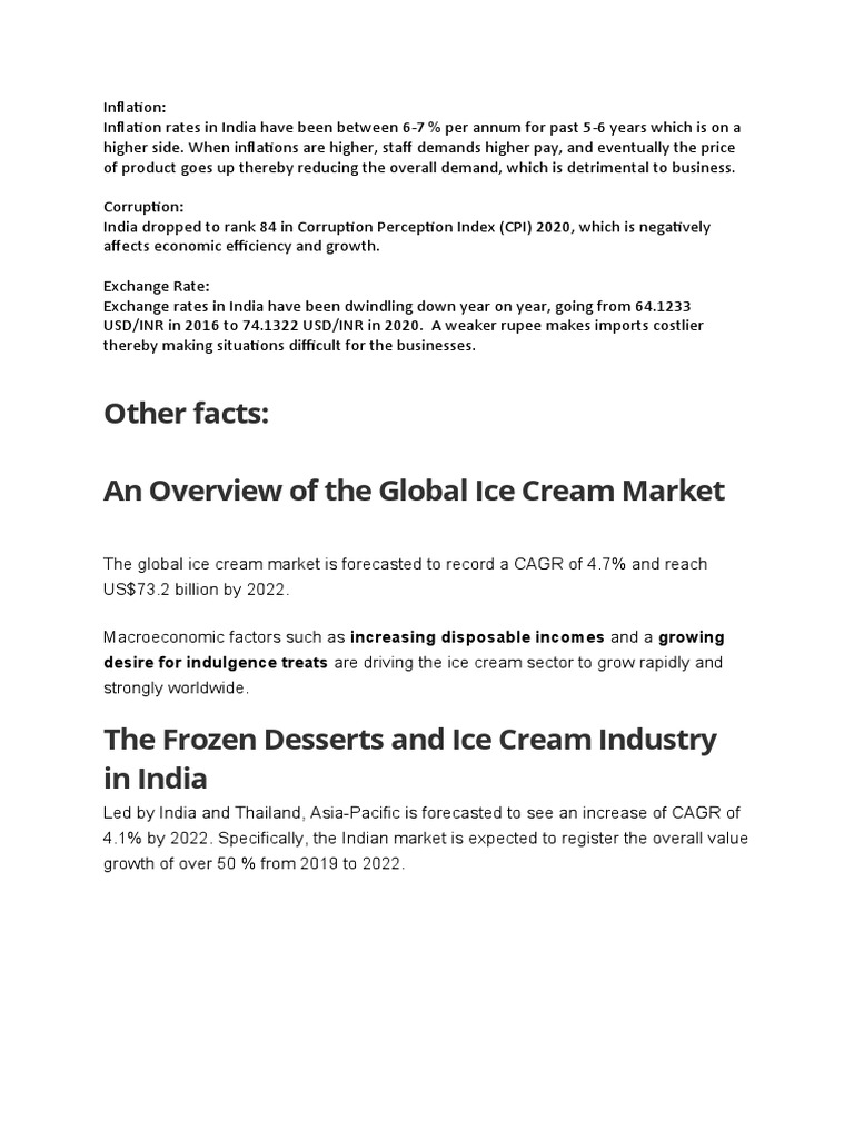An Overview of The Global Ice Cream Market | PDF | Ice Cream | Inflation