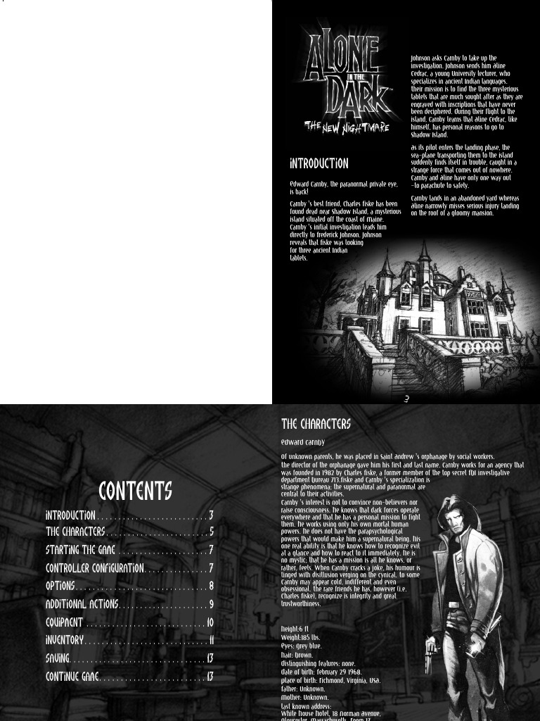 Alone in The Dark4 Manual | PDF | Computer Keyboard | Menu (Computing)