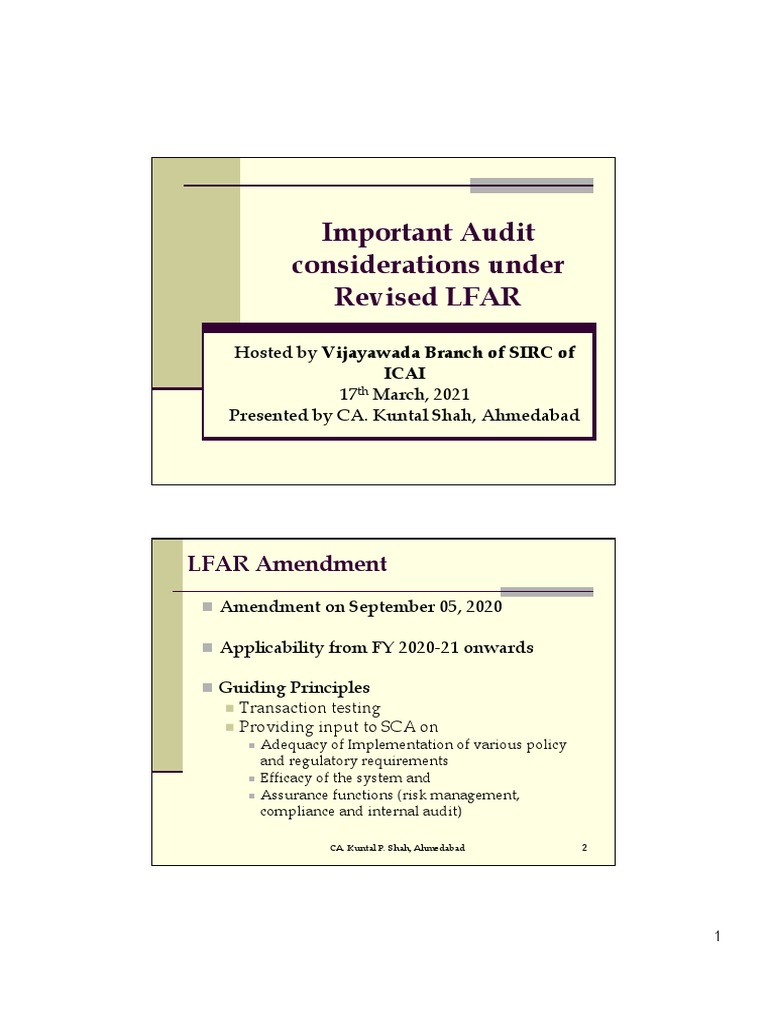 Important Audit Considerations Under Revised LFAR | PDF | Reserve Bank ...